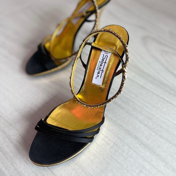 Sebastian Milano | Shoes | Vintage Sebastian Milano Black Satin Heels ...